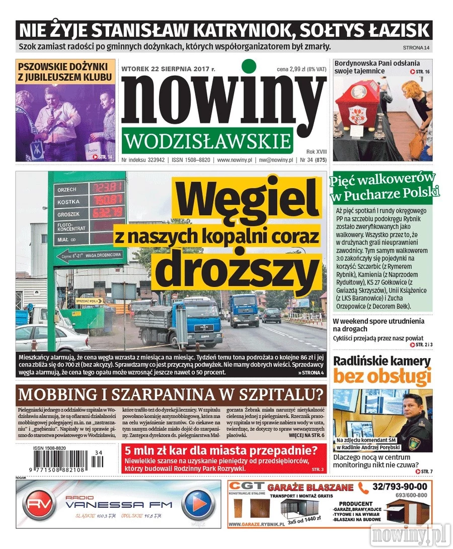 Nowiny Wodzisławskie piszą o coraz droższym węglu • Wodzisław Śląski ...